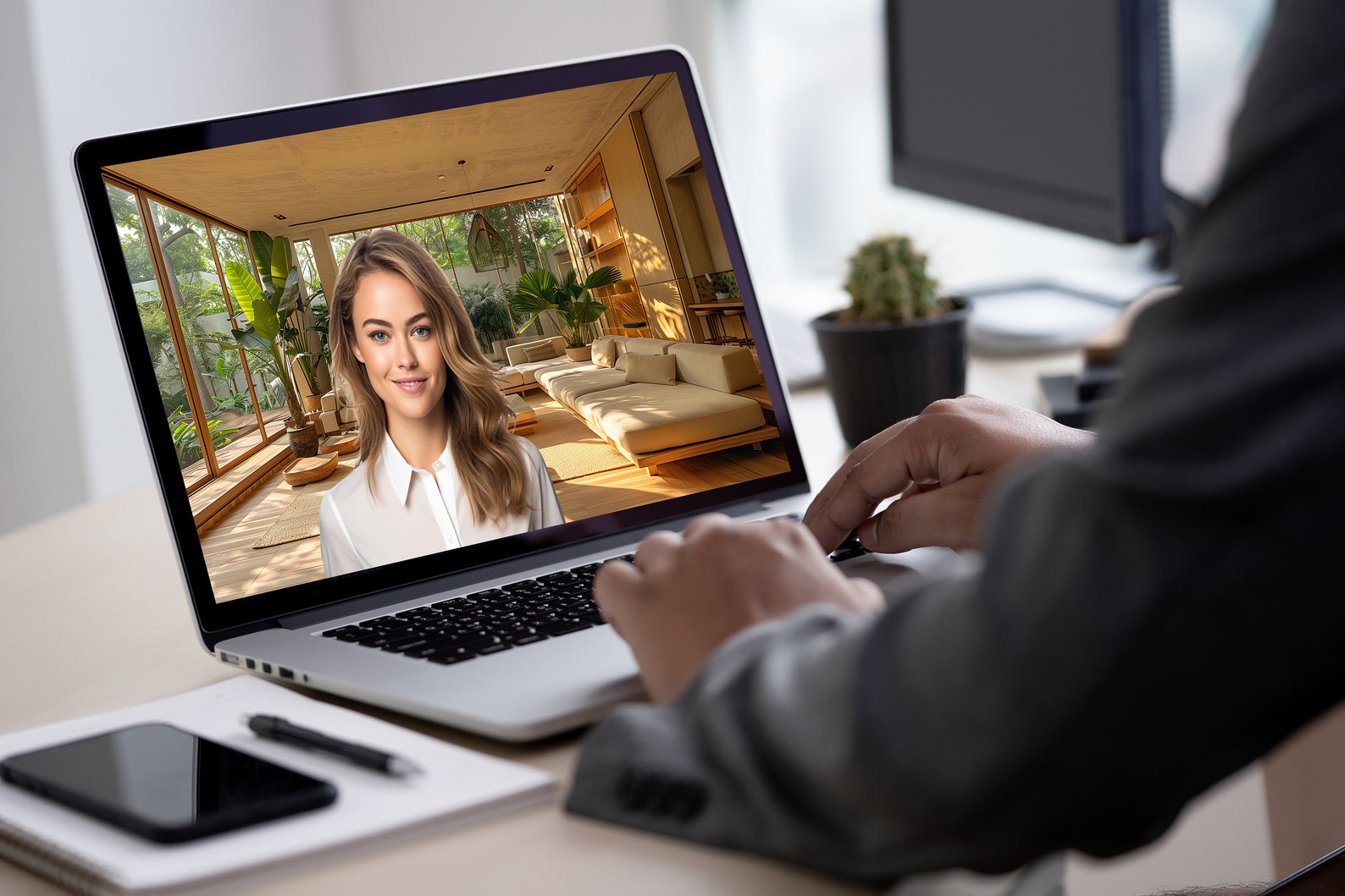 Modern Apartment Zoom / Teams Background: Lush Garden View (digital ...