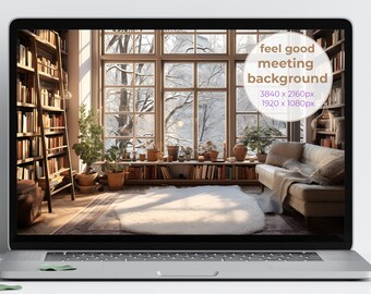 Winter Serenity Zoom Background, Cozy Living Room & Winter Landscape ...