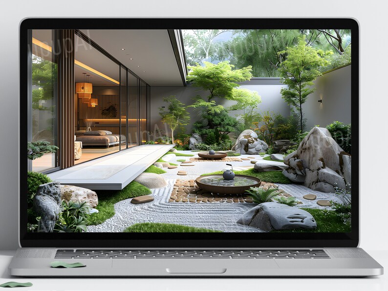 Zen Garden Zoom / Teams Background: Serene Japanese Courtyard (digital ...