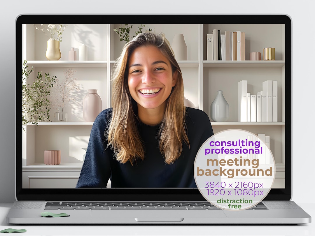 Consulting Virtual Background Zoom Teams | Elegant Pastel Bookshelf ...
