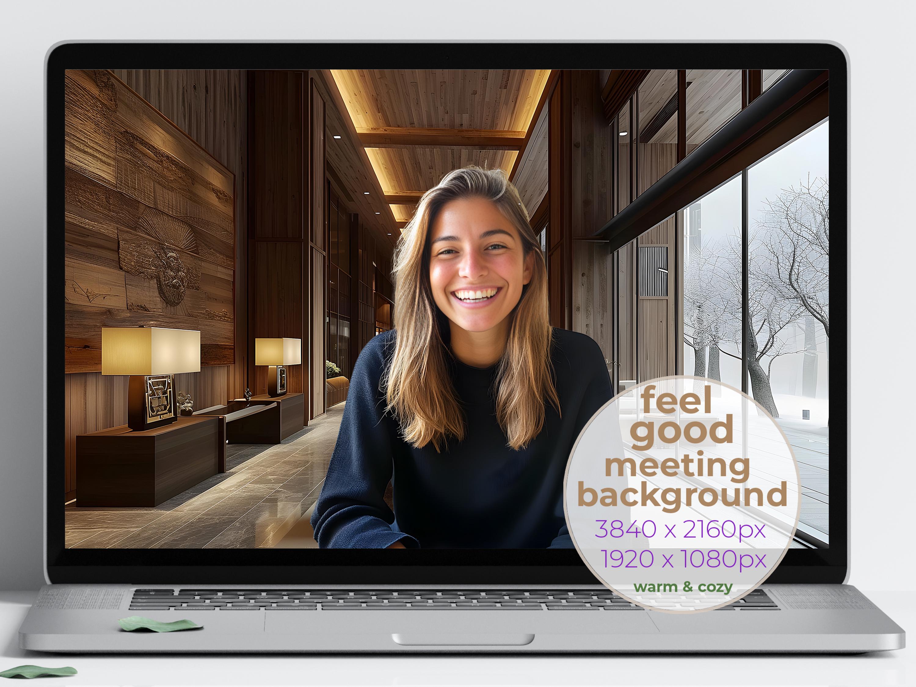 Winter Serenity Zoom Background: Minimalist Hotel Lobby Backgrounds ...