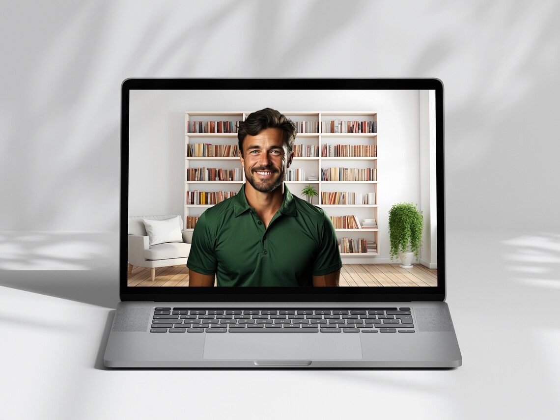 Zoom Background, Serene Sofa Virtual Background, Minimalist Living Room ...