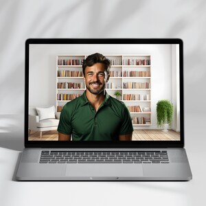 Zoom Background, Serene Sofa Virtual Background, Minimalist Living Room ...