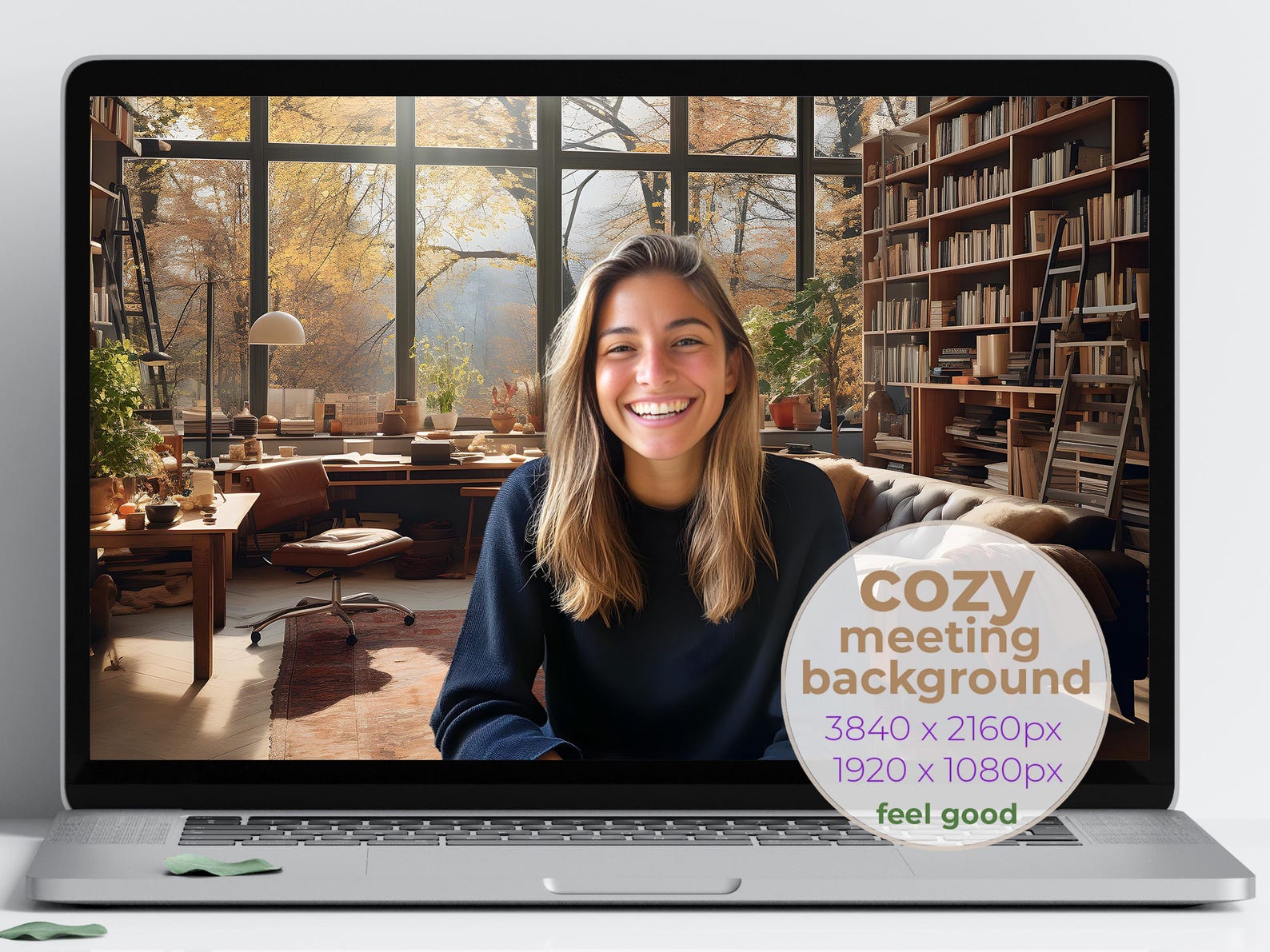 Cozy Autumn Library Zoom / Teams Background: Scenic Landscape (digital ...