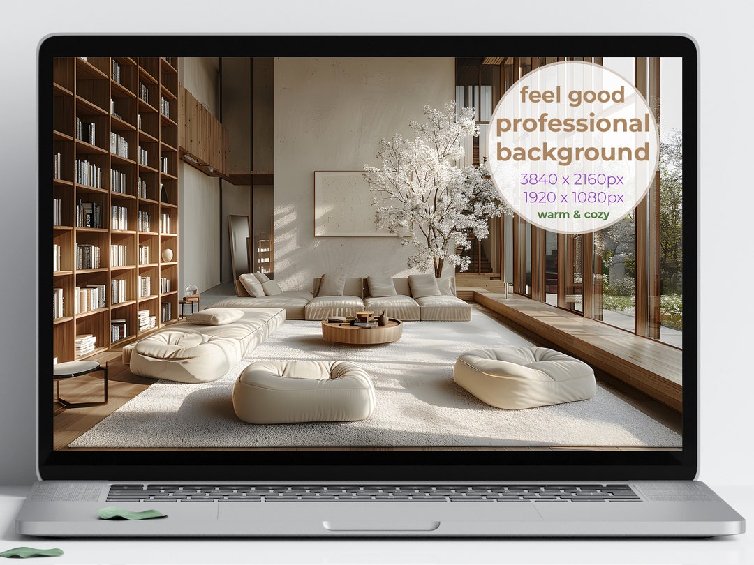 Sunlit Spring Home Library Virtual Background: Elegant Online Meeting ...