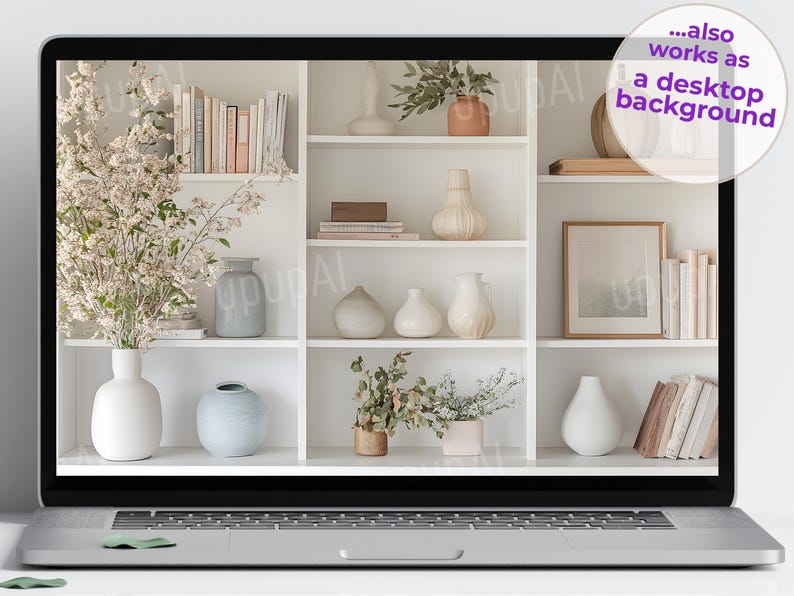 Spring Bookshelf Virtual Background: Chic Home Office (digital Download ...