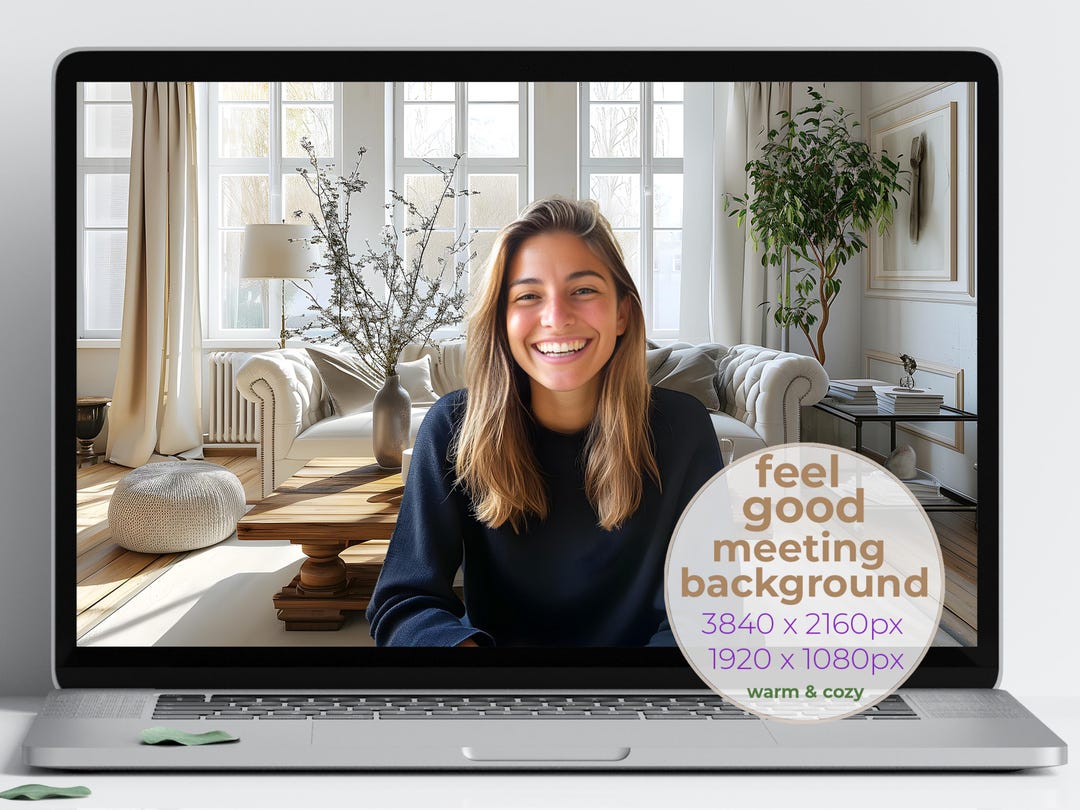 Zoom Background | White Sofa & Wooden Coffee Table | Cozy Sun-flooded ...