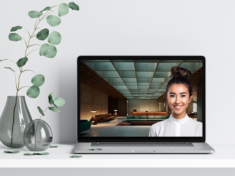 Stylish Colorful Lobby Zoom Background: Spacious Hotel Interior With ...