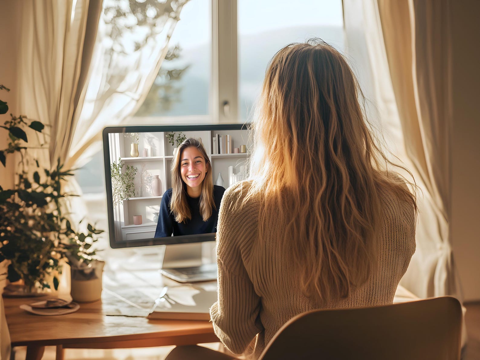 Consulting Virtual Background Zoom Teams | Elegant Pastel Bookshelf ...