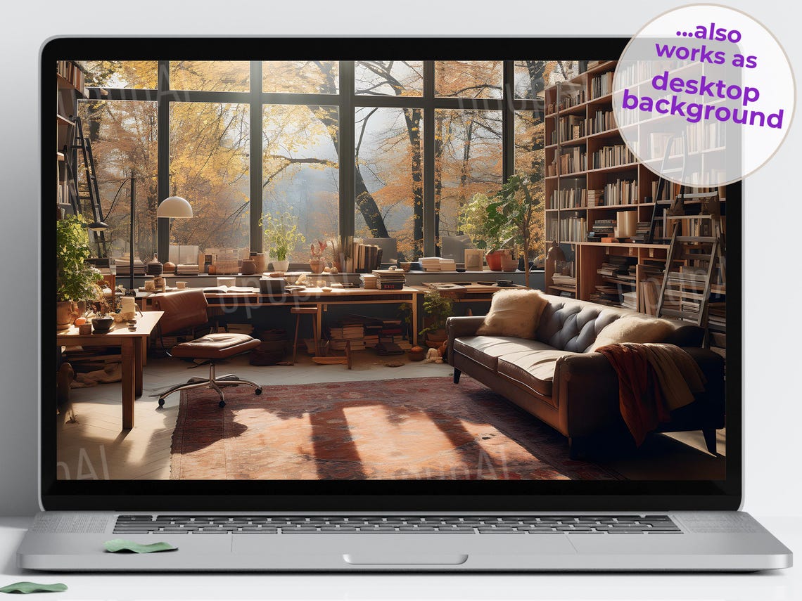 Cozy Autumn Library Zoom / Teams Background: Scenic Landscape (digital ...