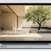 Zoom Background, Center Tree Zoom Background, Beige Travertine Yard ...