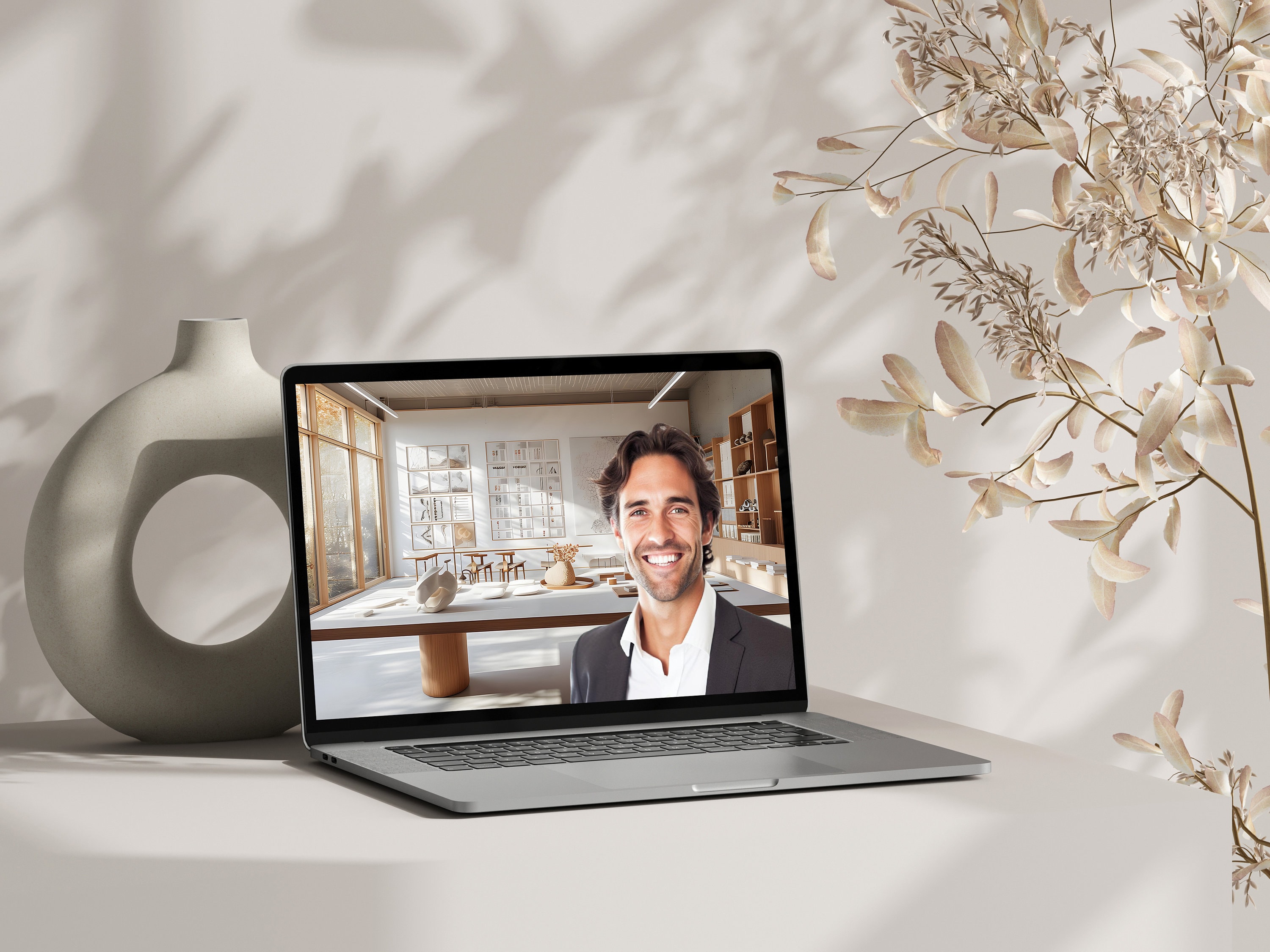 Zoom Background, Work Table Zoom Background, Minimalist Architectural ...