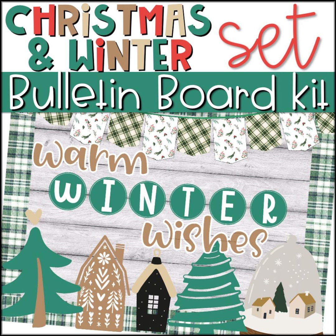 Winter Bulletin Board Kit Modern Set Warm Winter Wishes Board Two Board ...