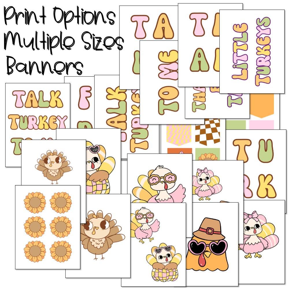 Thanksgiving Classroom Door Decor Kit, Groovy Turkey Theme (printable ...