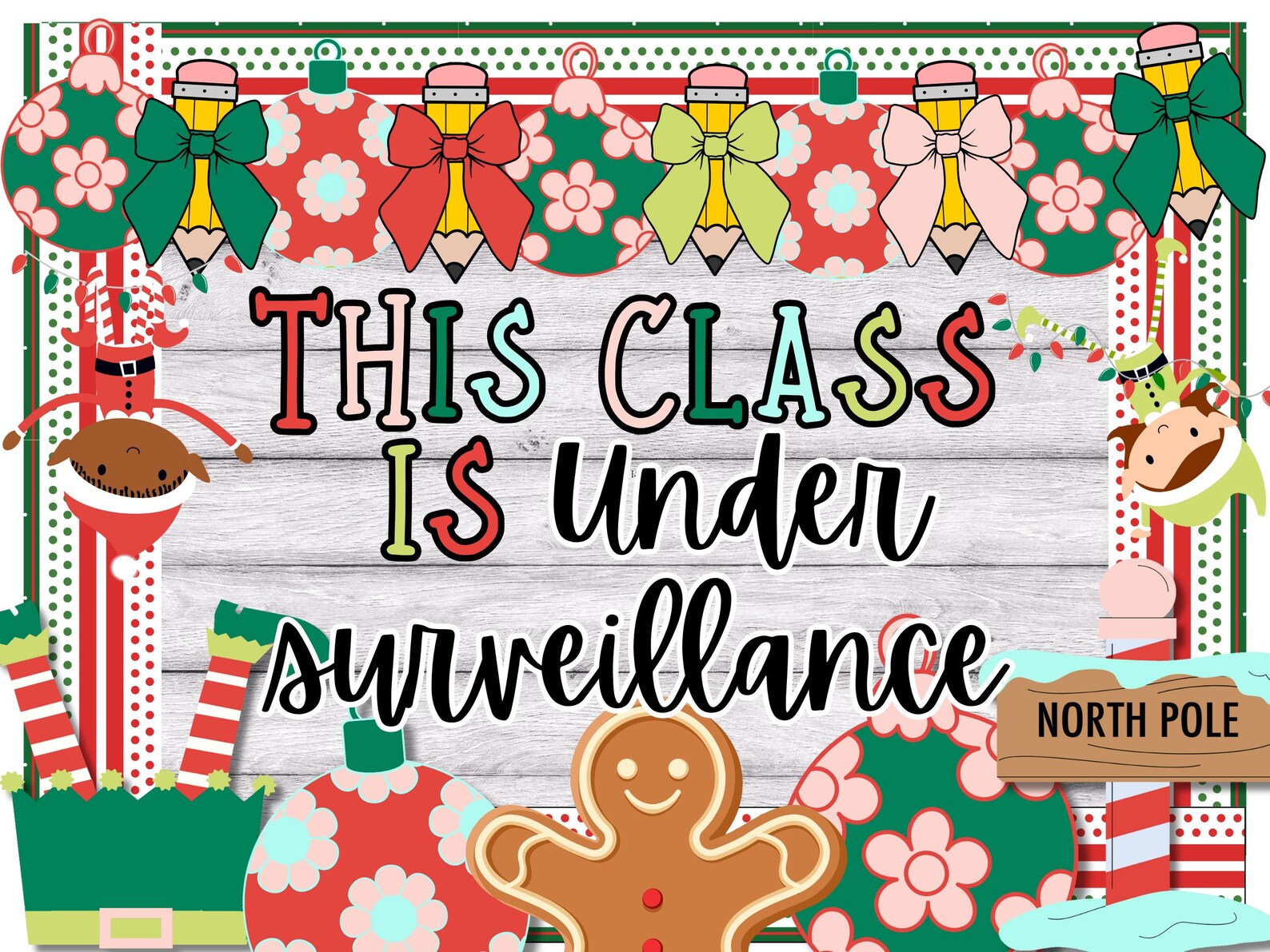 Christmas Bulletin Board Kit Classroom Decor Winter Bulletin Board Kit ...