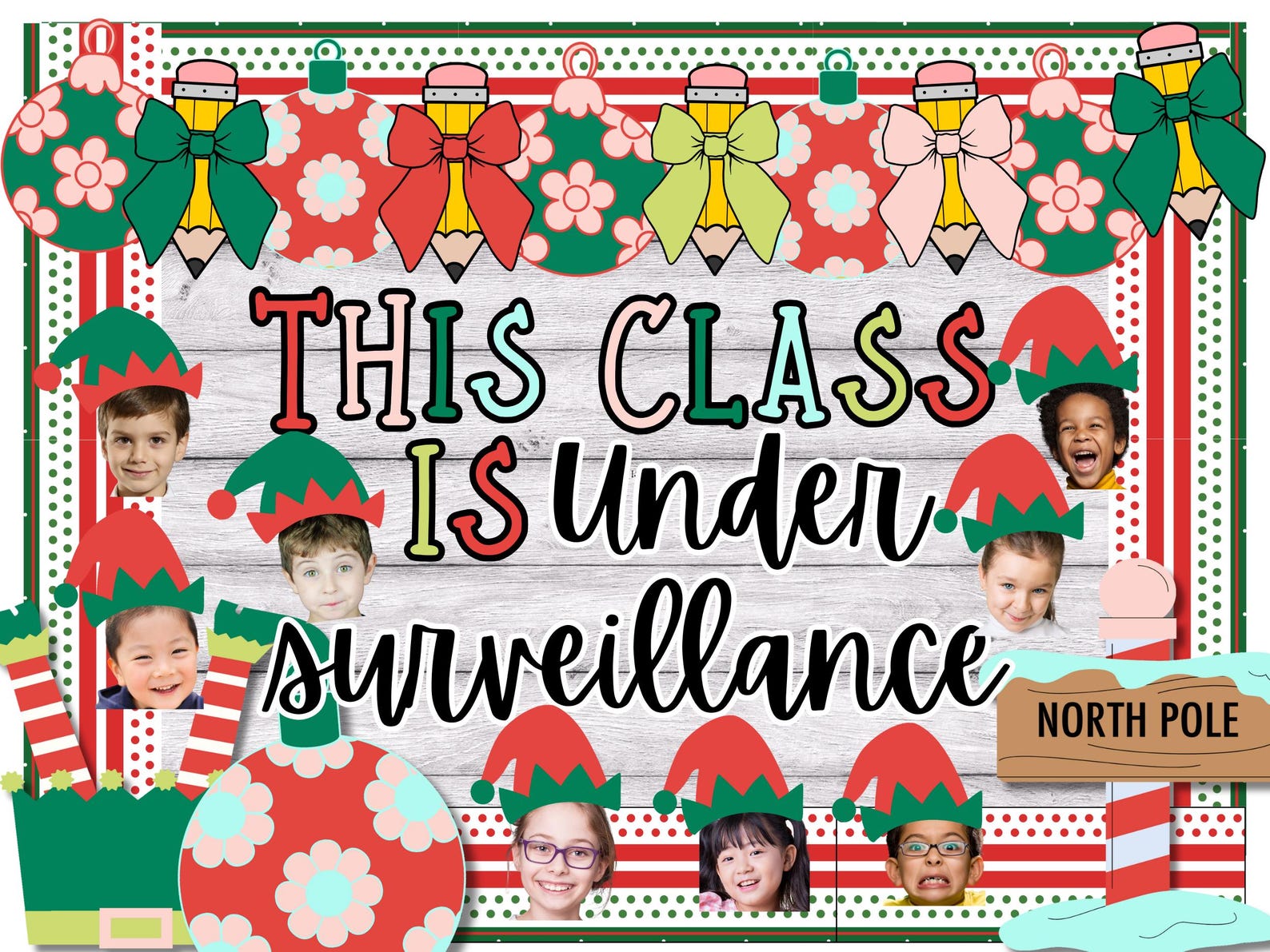 Christmas Bulletin Board Kit Classroom Decor Winter Bulletin Board Kit ...