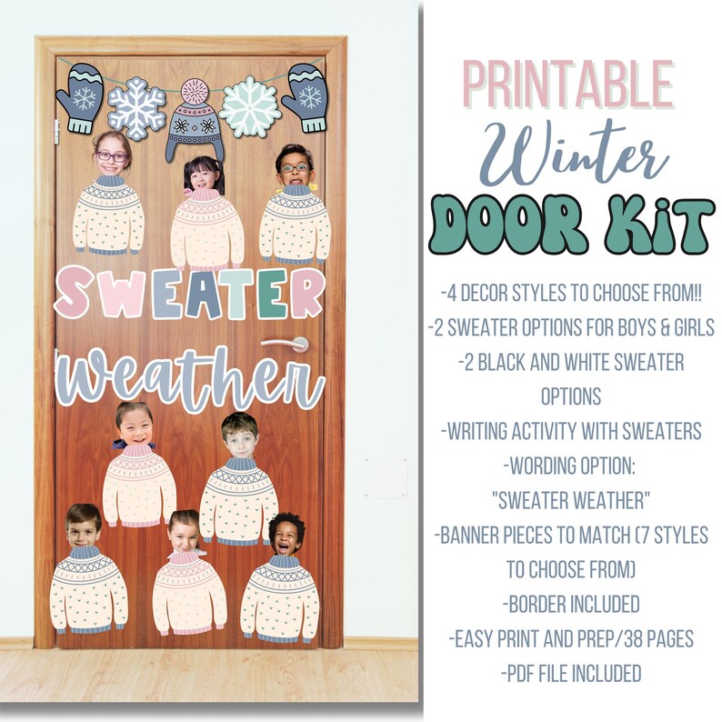 Winter Door Decor Kit | Printable January Classroom Decor | Winter ...
