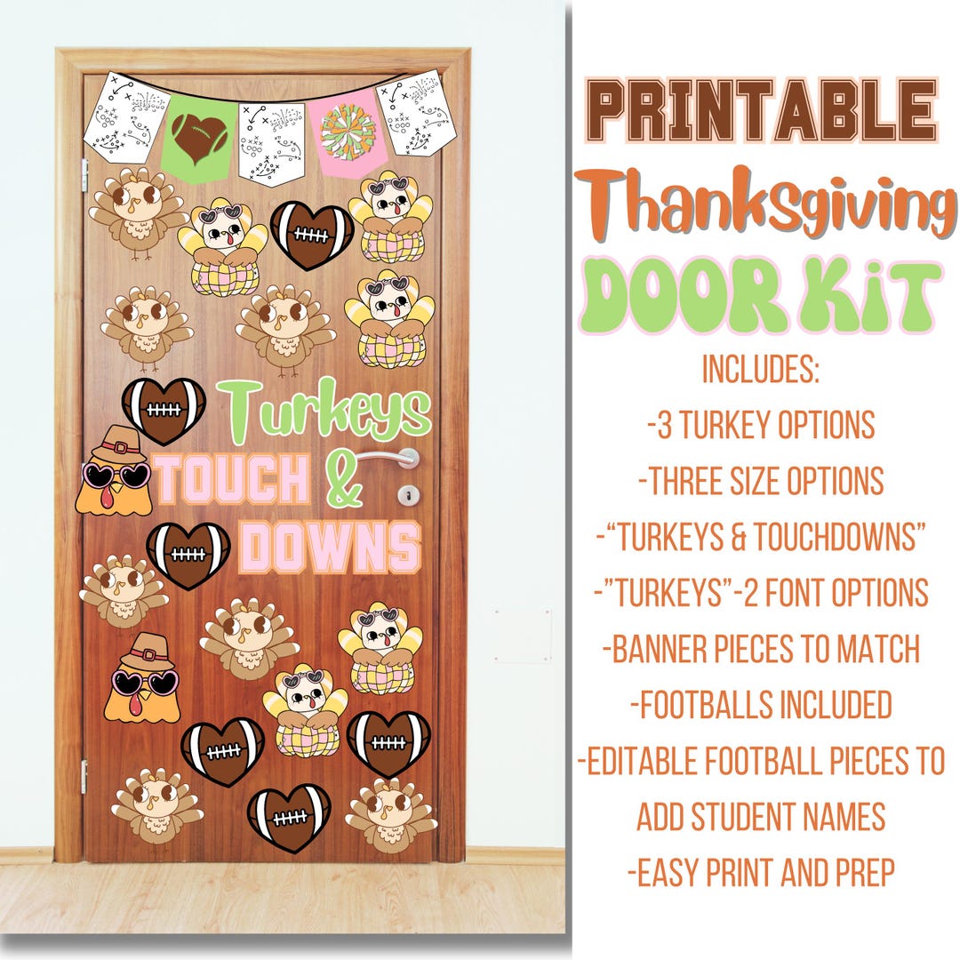 Thanksgiving Classroom Door Kit, Printable Thanksgiving Classroom Decor ...