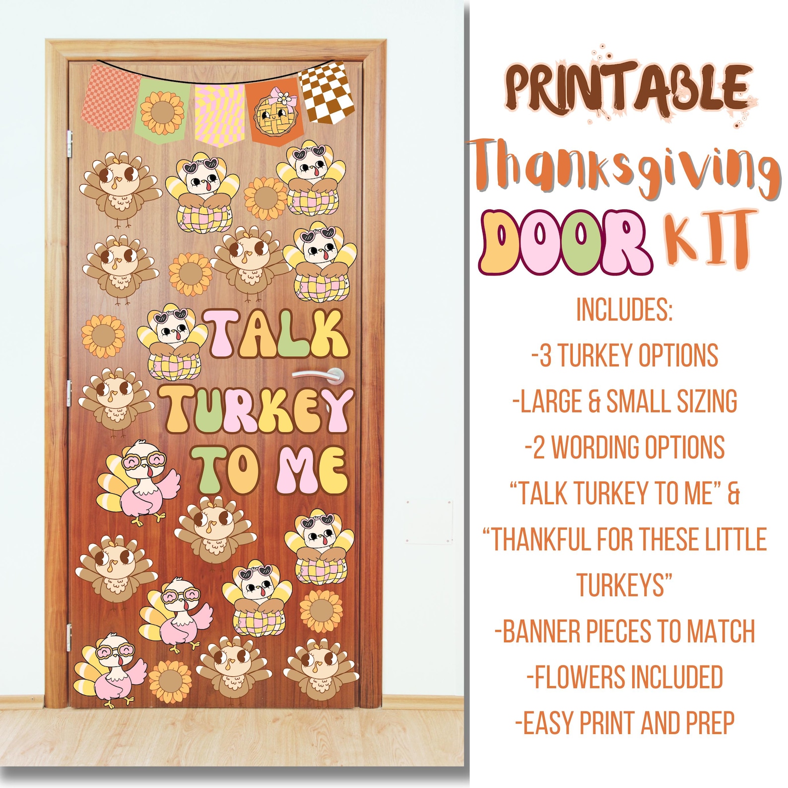 Thanksgiving Classroom Door Decor Kit Printable Thanksgiving Classroom ...