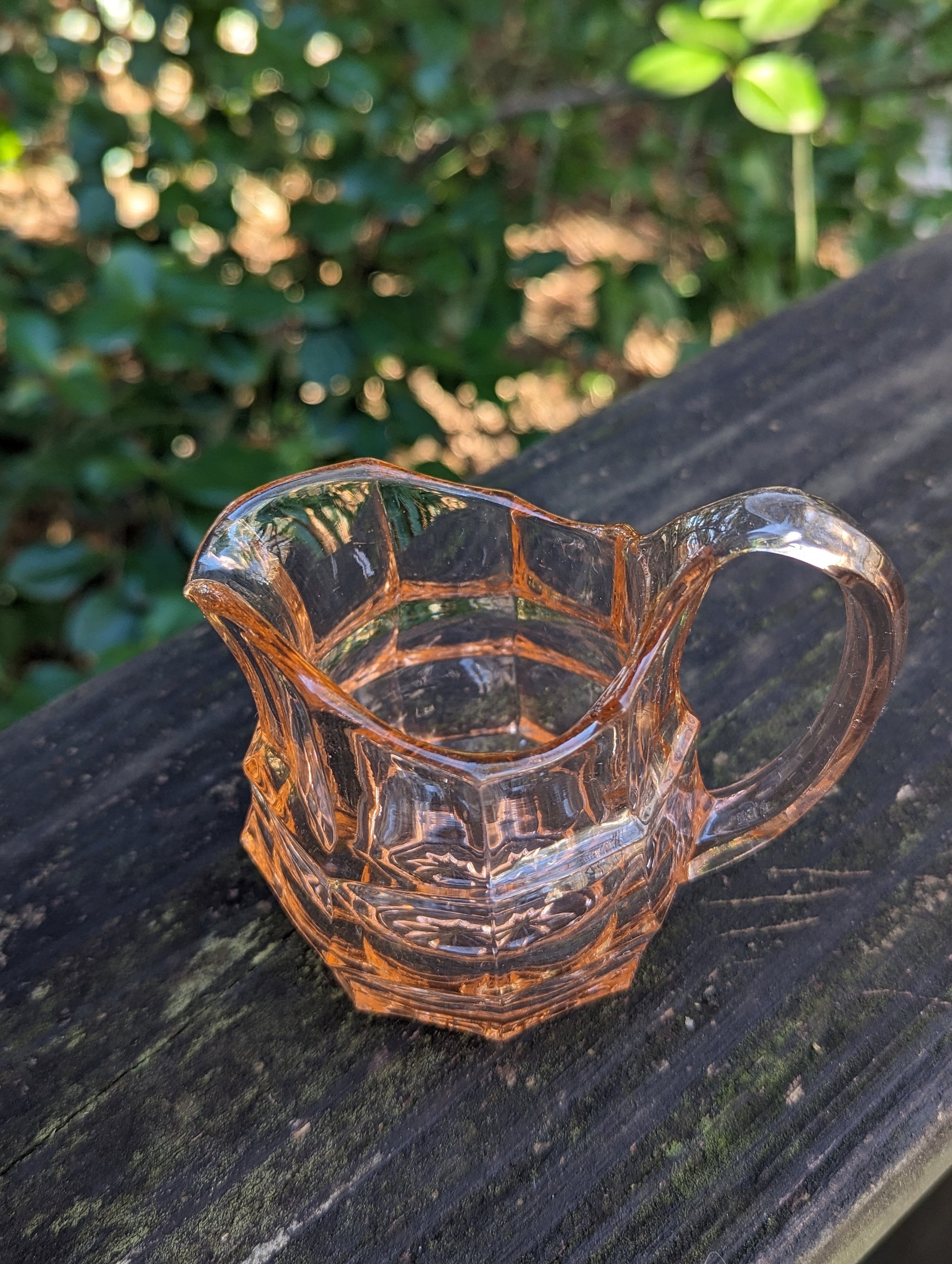 RARE Vintage Pink Depression Glass Creamer With Geometric Cubist ...