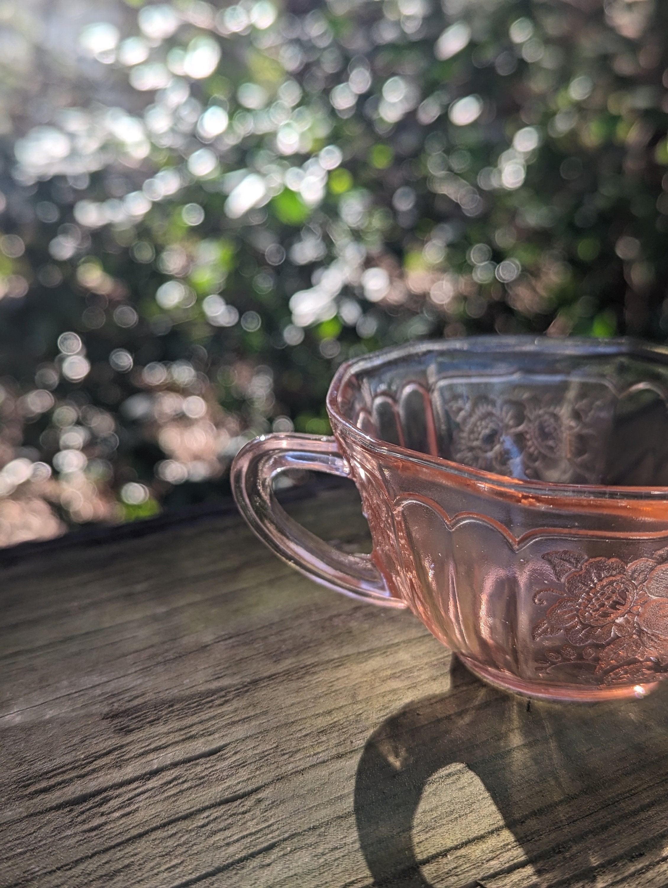 Mayfair Open Rose Anchor Hocking Pink Depression Glass Tea Cup With ...