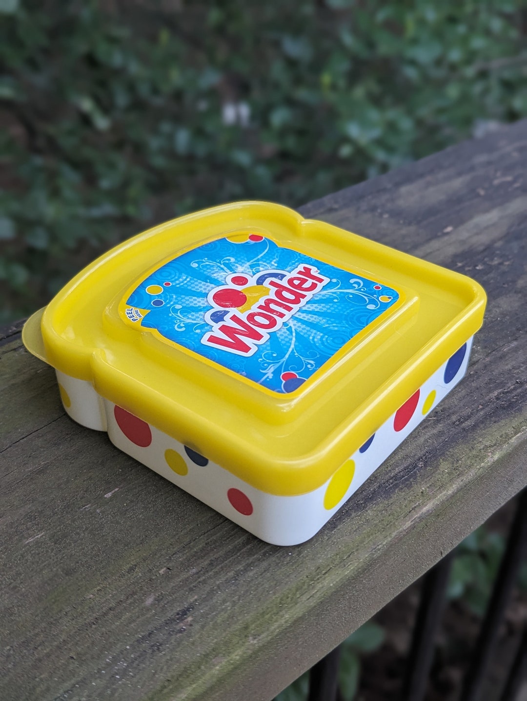 Wonder Bread Sandwich Container Yellow Lid and Polka Dot With Minor ...