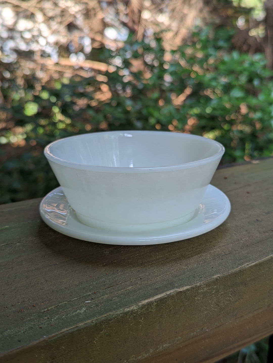 Opal Milk White Fire King Custard Bowl With 945 Dish for Drips - Etsy