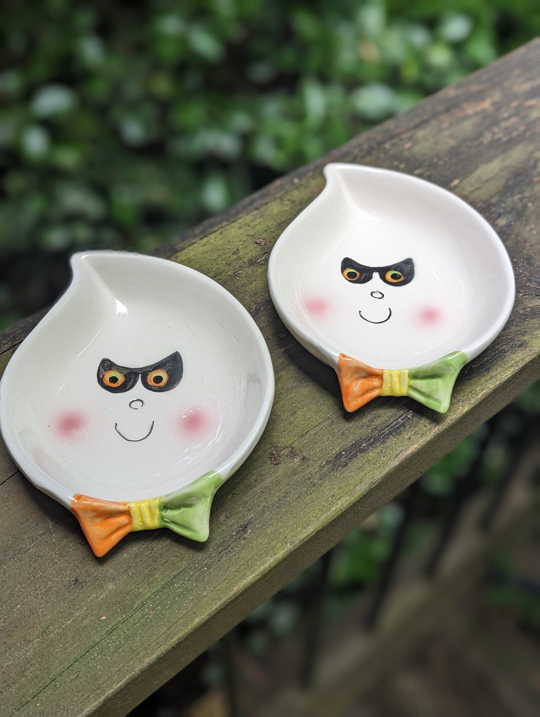 Ghost Candy Dishes Set of Two for Trinkets and Fall Sweets East West ...