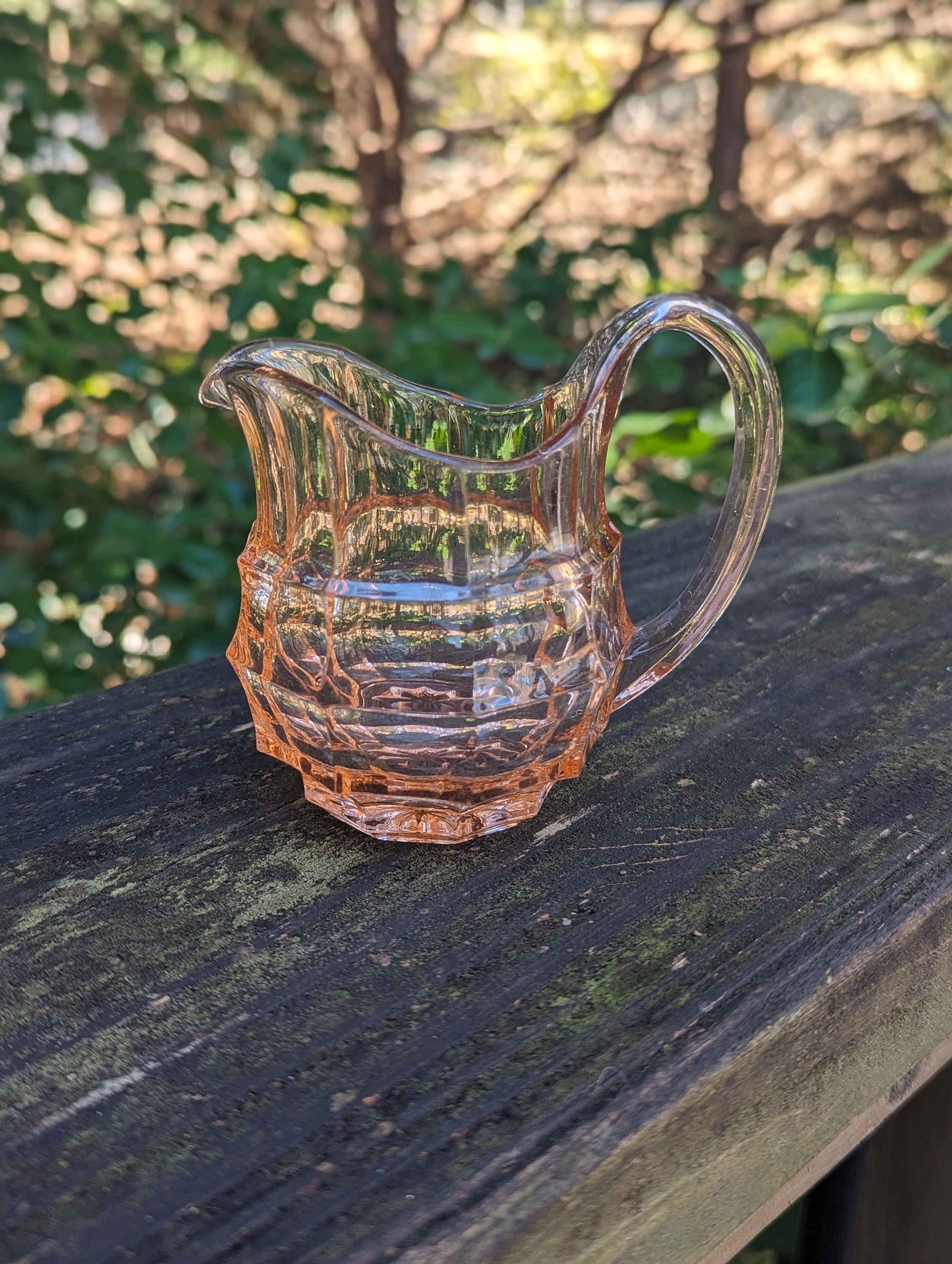 RARE Vintage Pink Depression Glass Creamer With Geometric Cubist ...