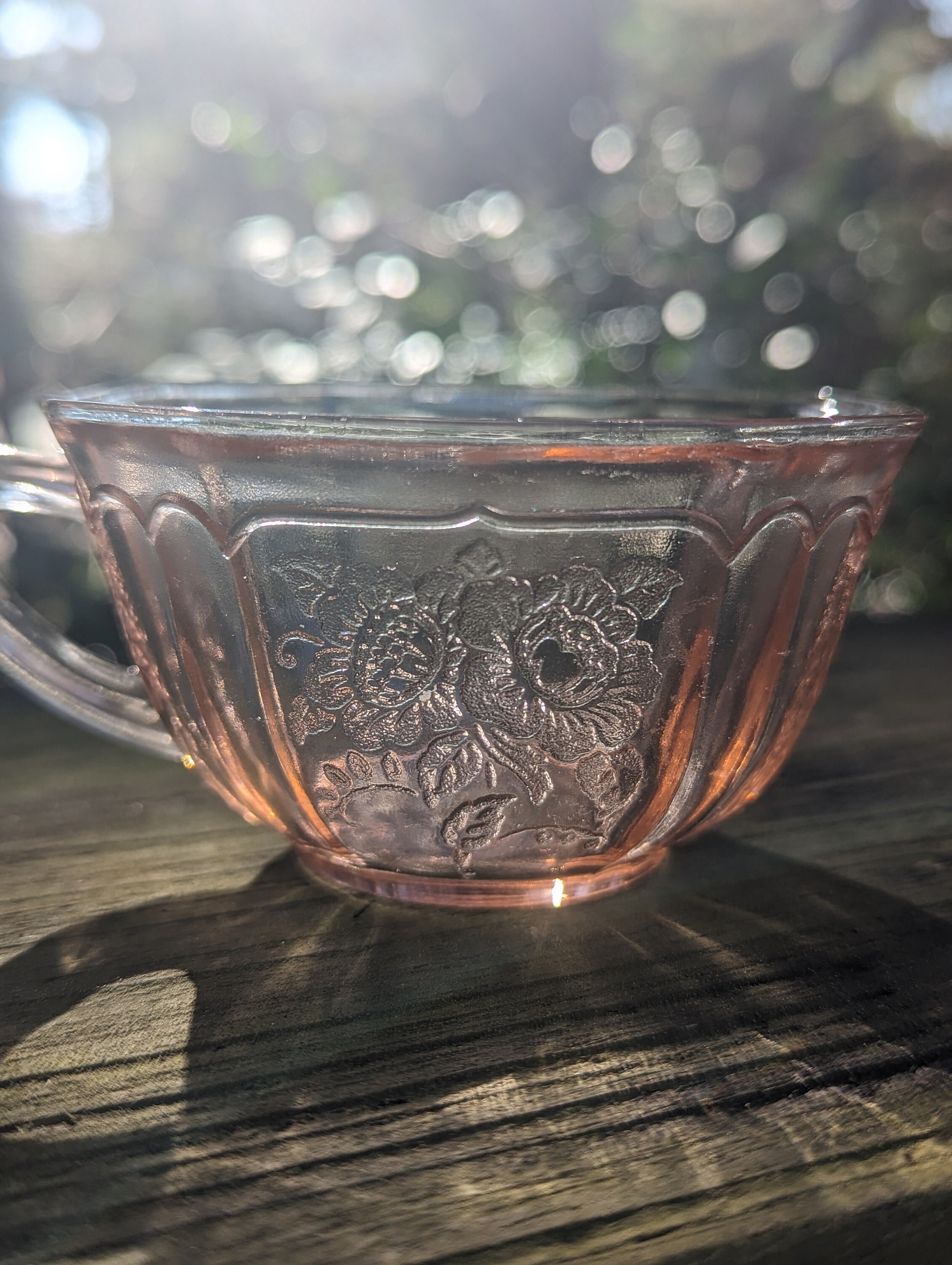 Mayfair Open Rose Anchor Hocking Pink Depression Glass Tea Cup With ...