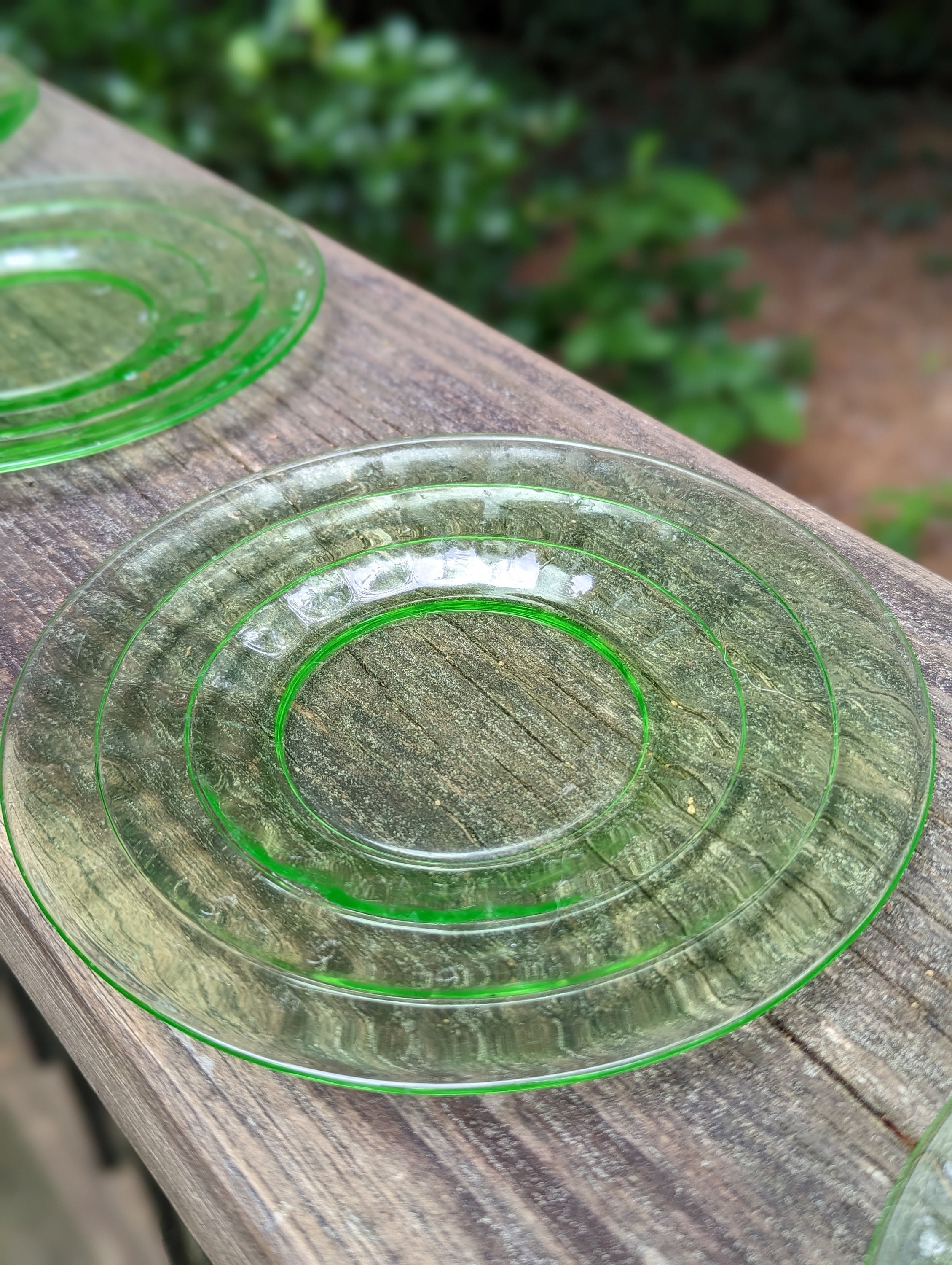 Set of 5 Anchor Hocking Block Optic Bread / Salad Plate Uranium Glass ...