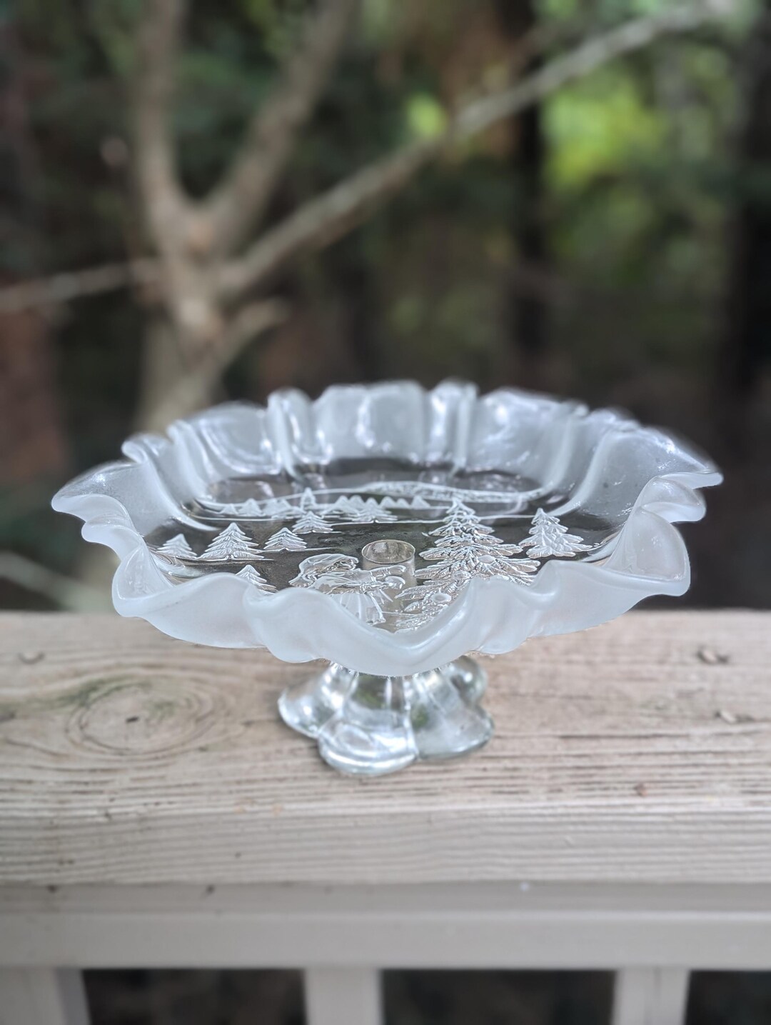 Mikasa Crystal Cake Stand Christmas Village Ruffled Cake Stand for Six ...