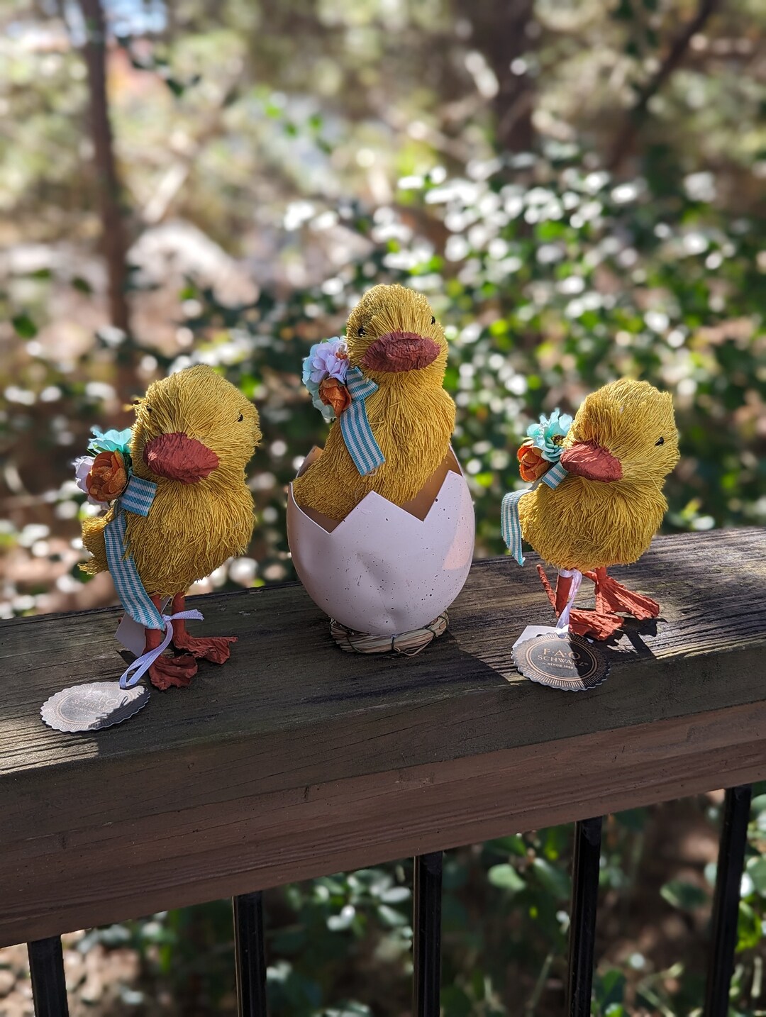 Fao Schwarz Paper Mache Easter Chicks / Spring Ducklings Set of 3 With ...