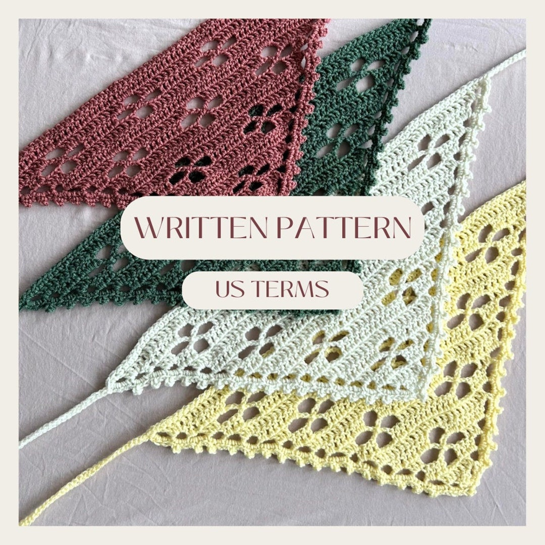 Crochet Pattern Bandana Triangle Headscarf Tutorial Headband Easy ...