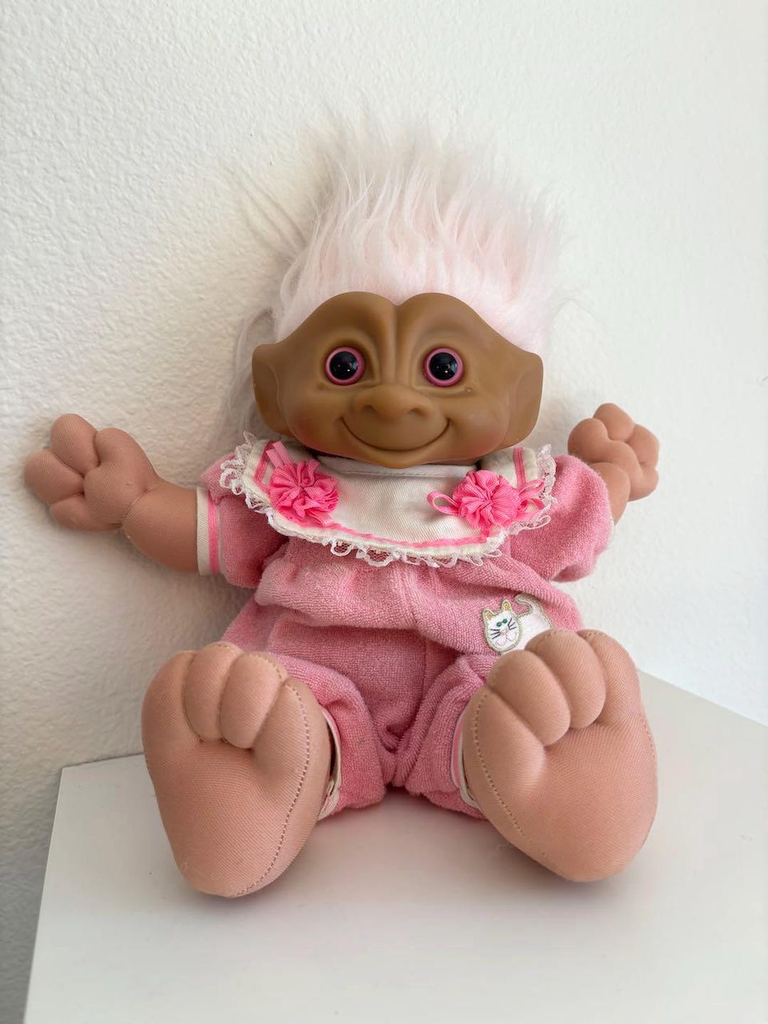 Vintage Troll Tots Doll - 1991 Ace Novelty - Cotton Candy Pink Hair ...