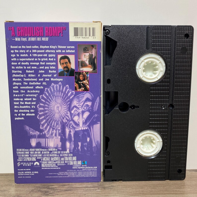 Thinner VHS Video Movie 1996 Stephen King Story - Etsy