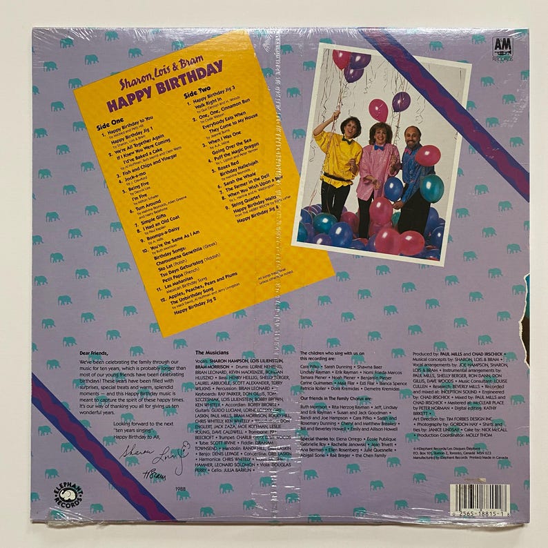 Sharon Lois and Bram Happy Birthday Vinyl Record Kids Music 1988 SEALED ...