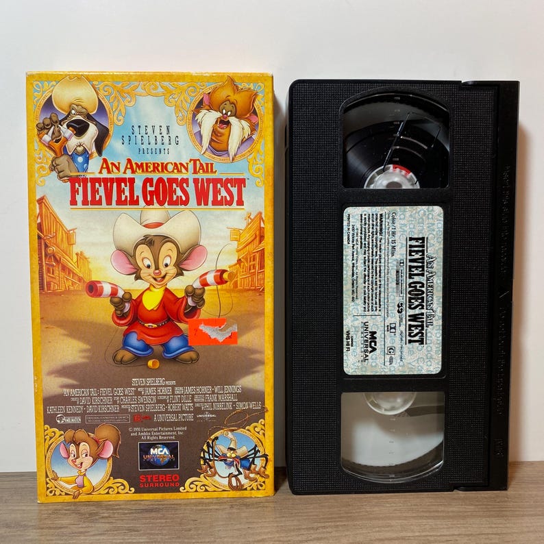 An American Tail + Fievel Goes West VHS Animated Kids Films PAIR 1991 ...