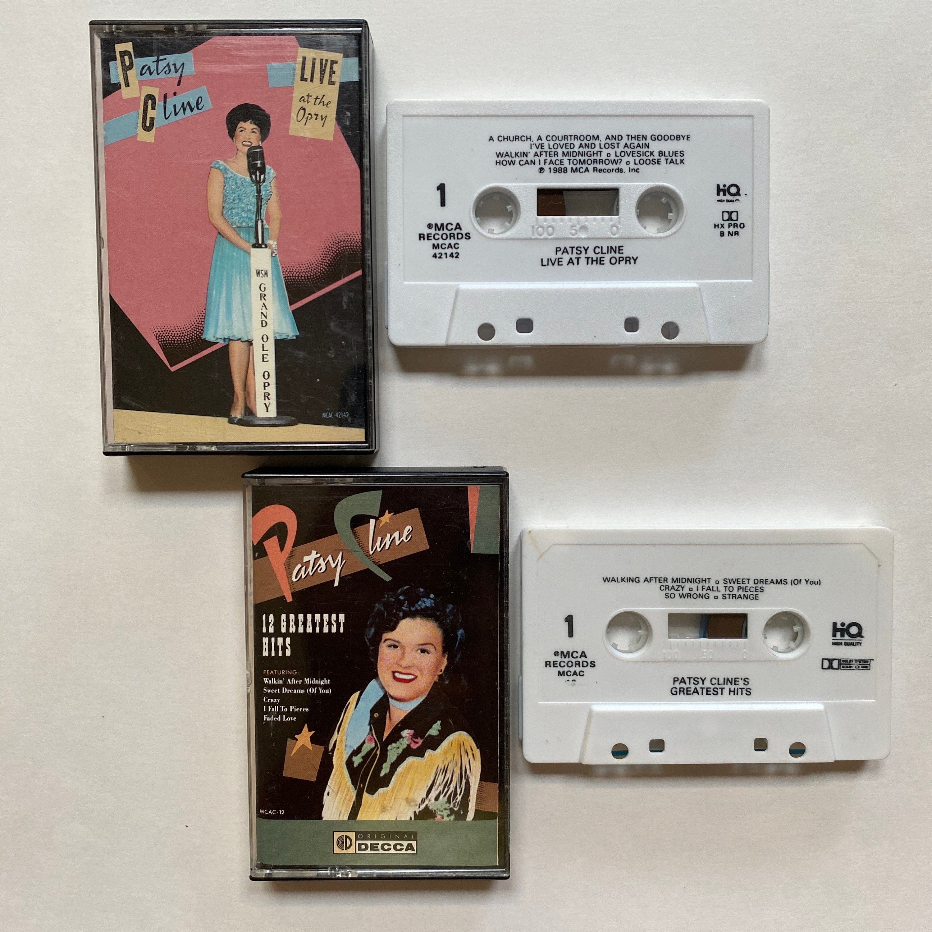 Patsy Cline 12 Greatest Hits and Live at the Opry Cassette Tapes 1988 ...