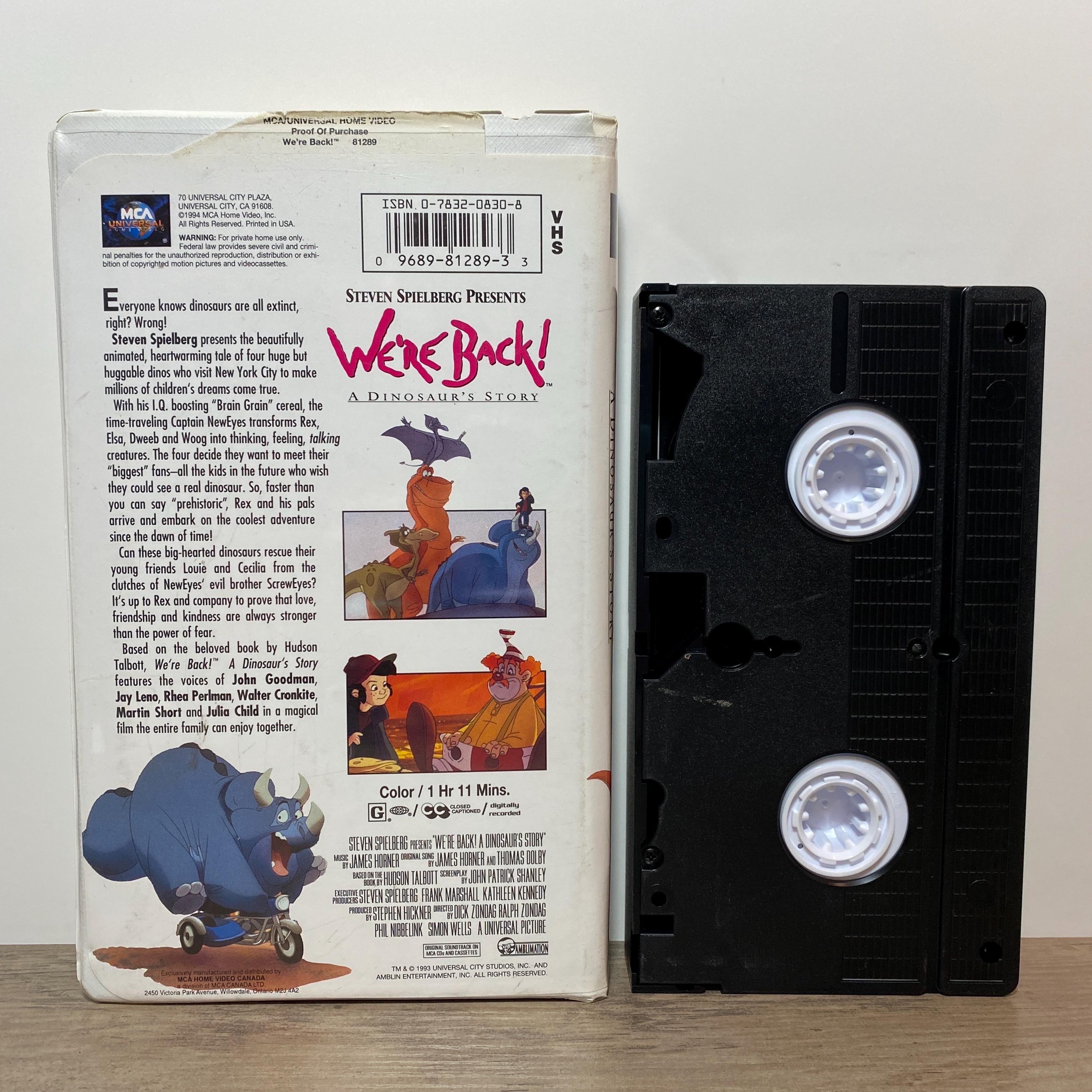 We're Back A Dinosaurs Story VHS Video Movie 1993 Amblimation Animated ...