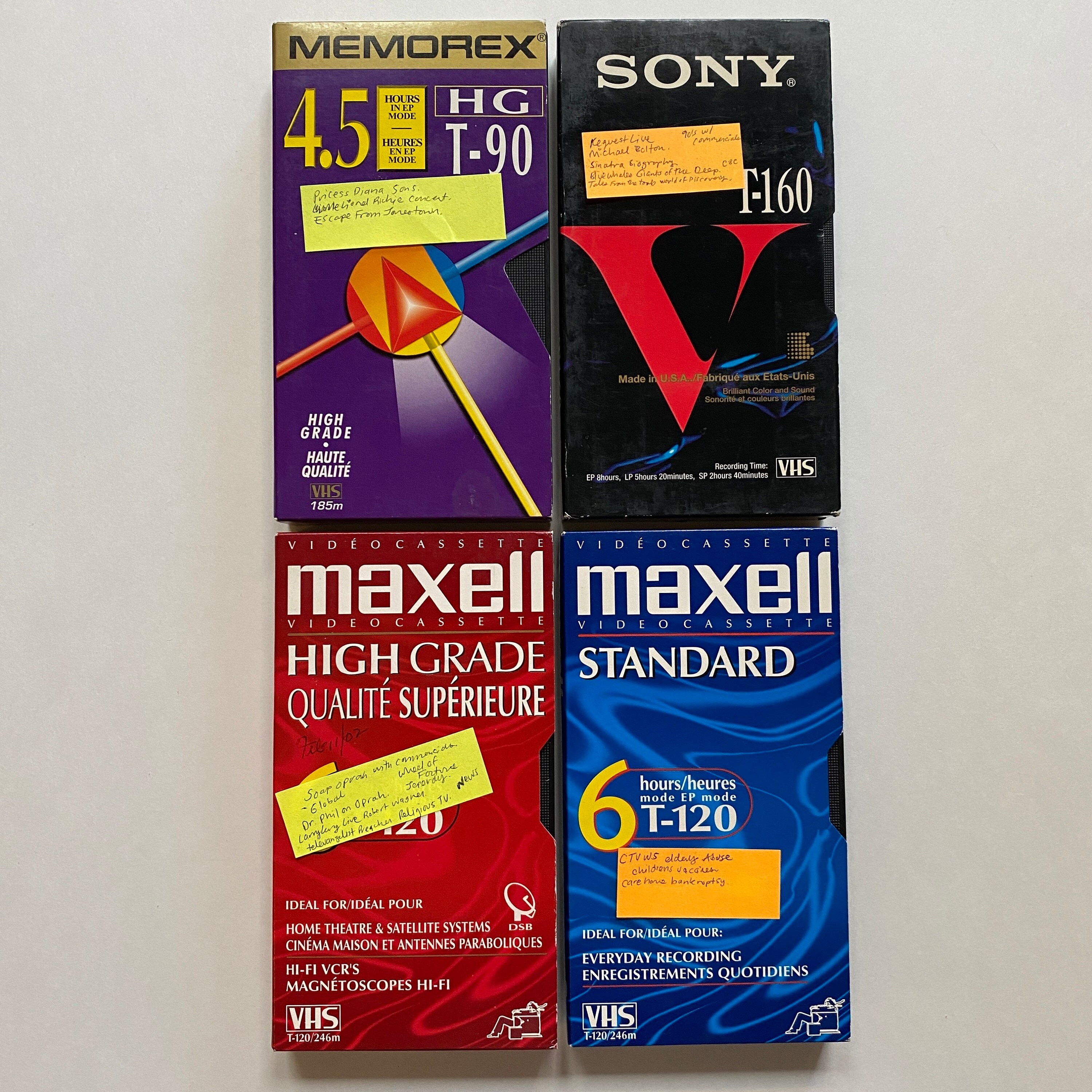 Blank VHS Lot for Recording Video Sony Maxell Memorex PRERECORDED ...