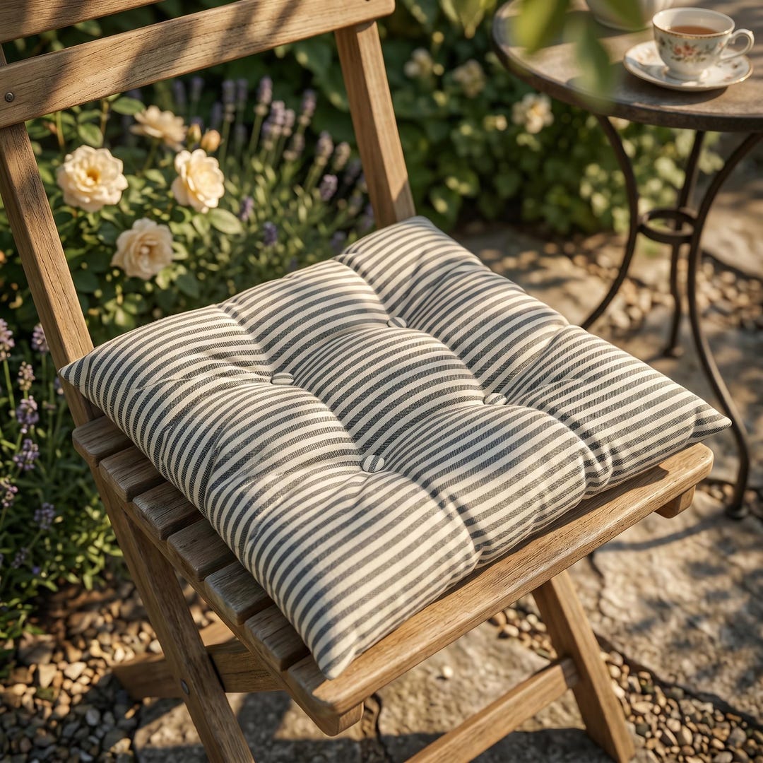 Striped Tufted Chair Cushion, Waterproof Indoor Outdoor Seat Pad - Etsy