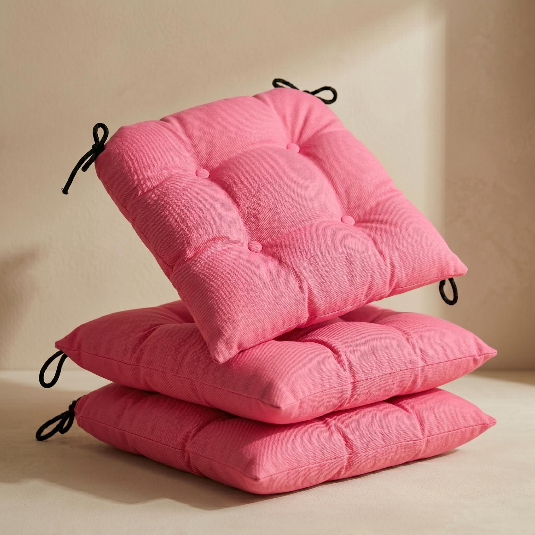 U-shape Linen Chair Cushion With Ties – Tufted Seat Pad for Dining ...