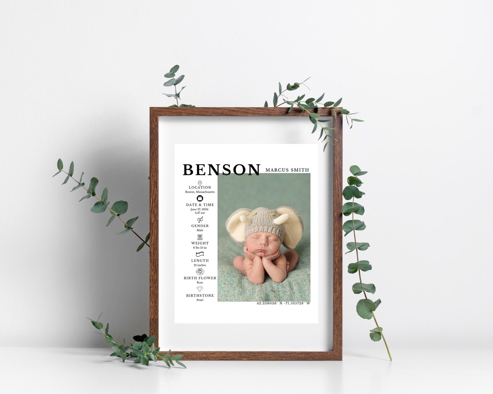 Birth Stats Print | Birth Poster | Birth Stats Poster | Newborn Poster ...