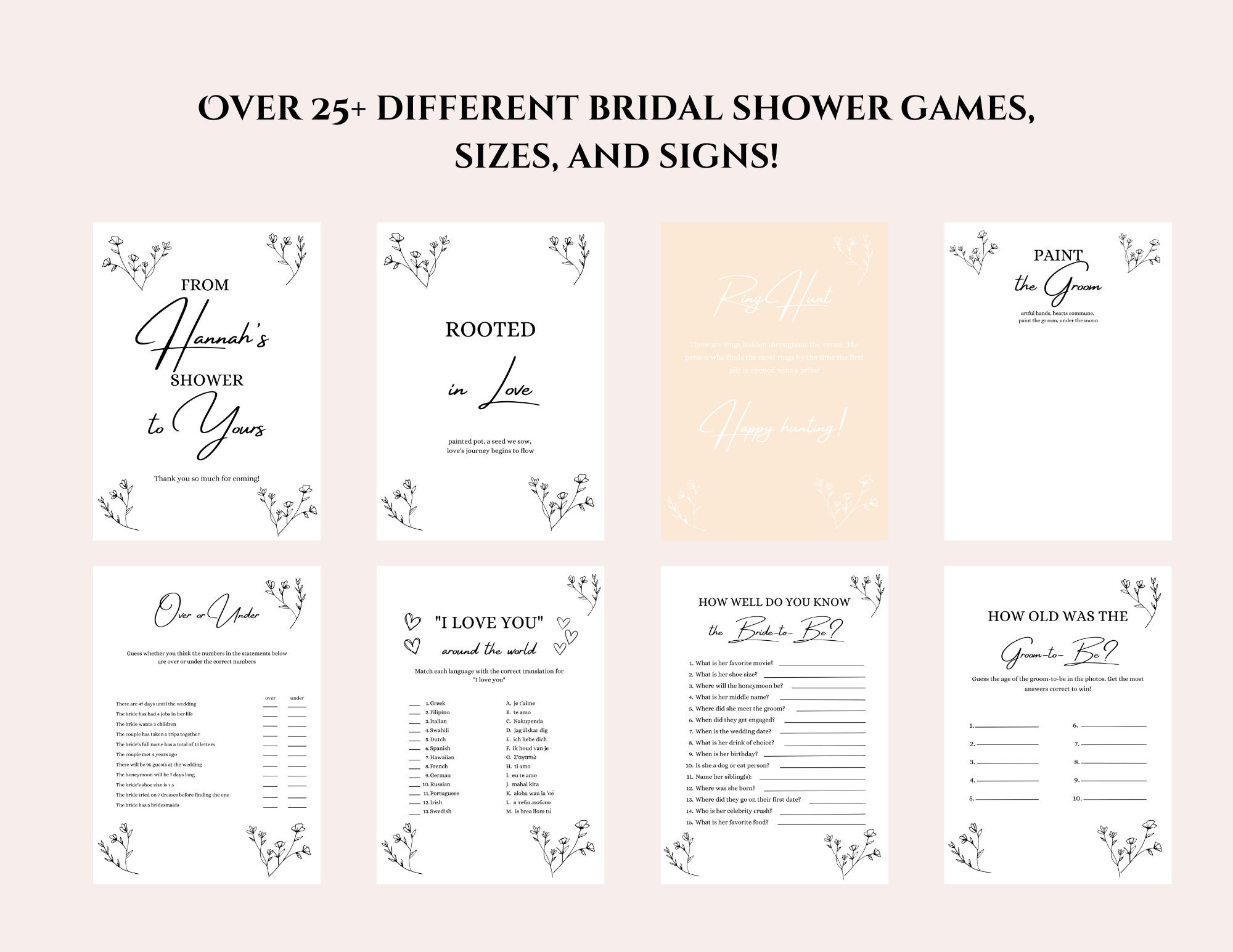 Bridal Shower Game Bundle | Minimalist | Wildflower Game Pack | Bridal ...