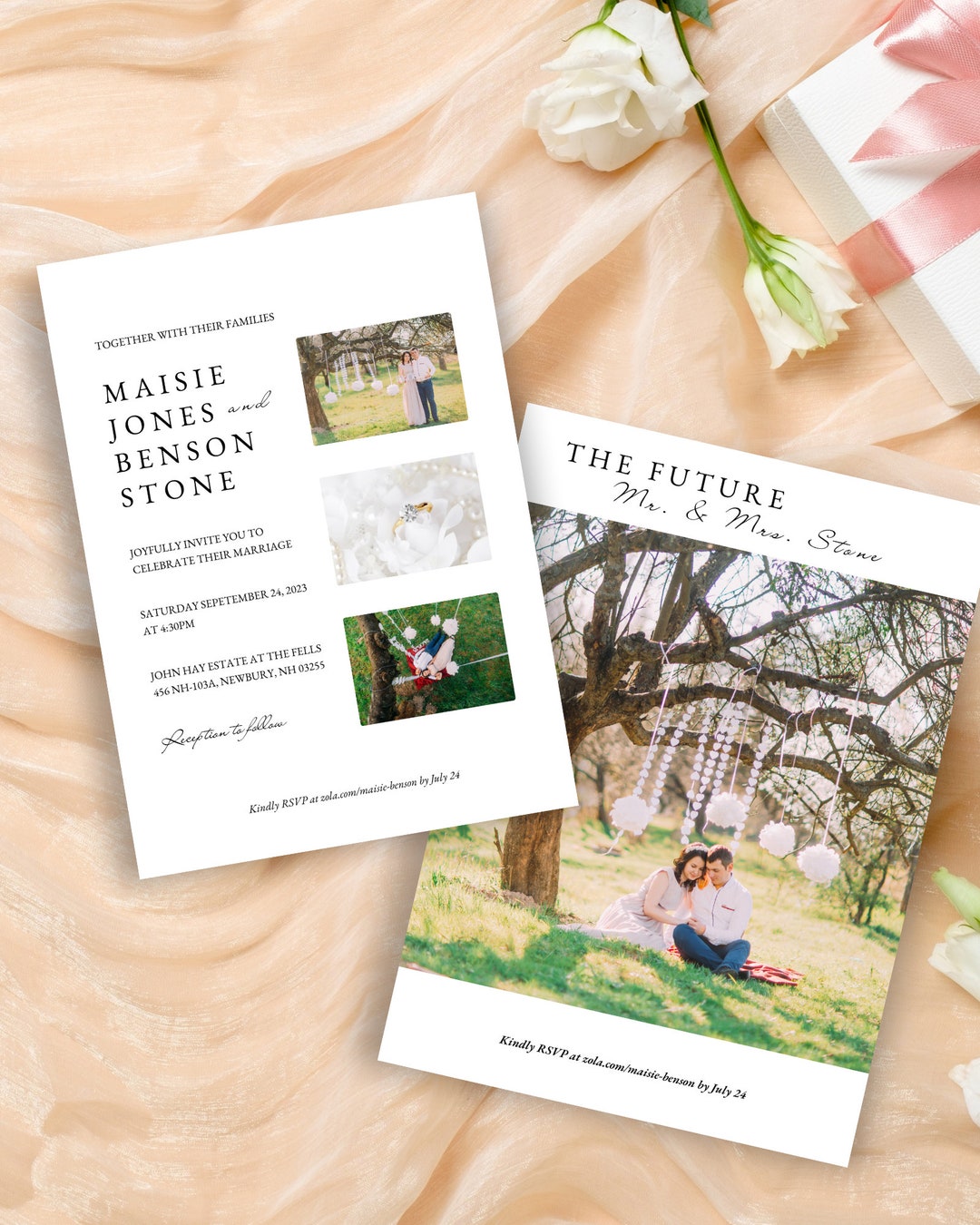 Modern Wedding Invite | Full Page Image | Front and Back Invite ...