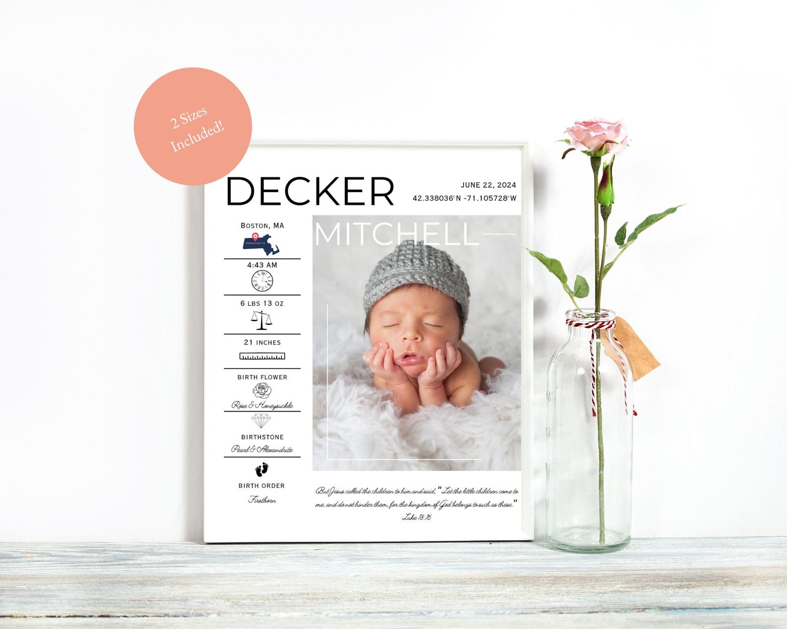Birth Stats Print | Birth Poster | Birth Stats Poster | Newborn Poster ...