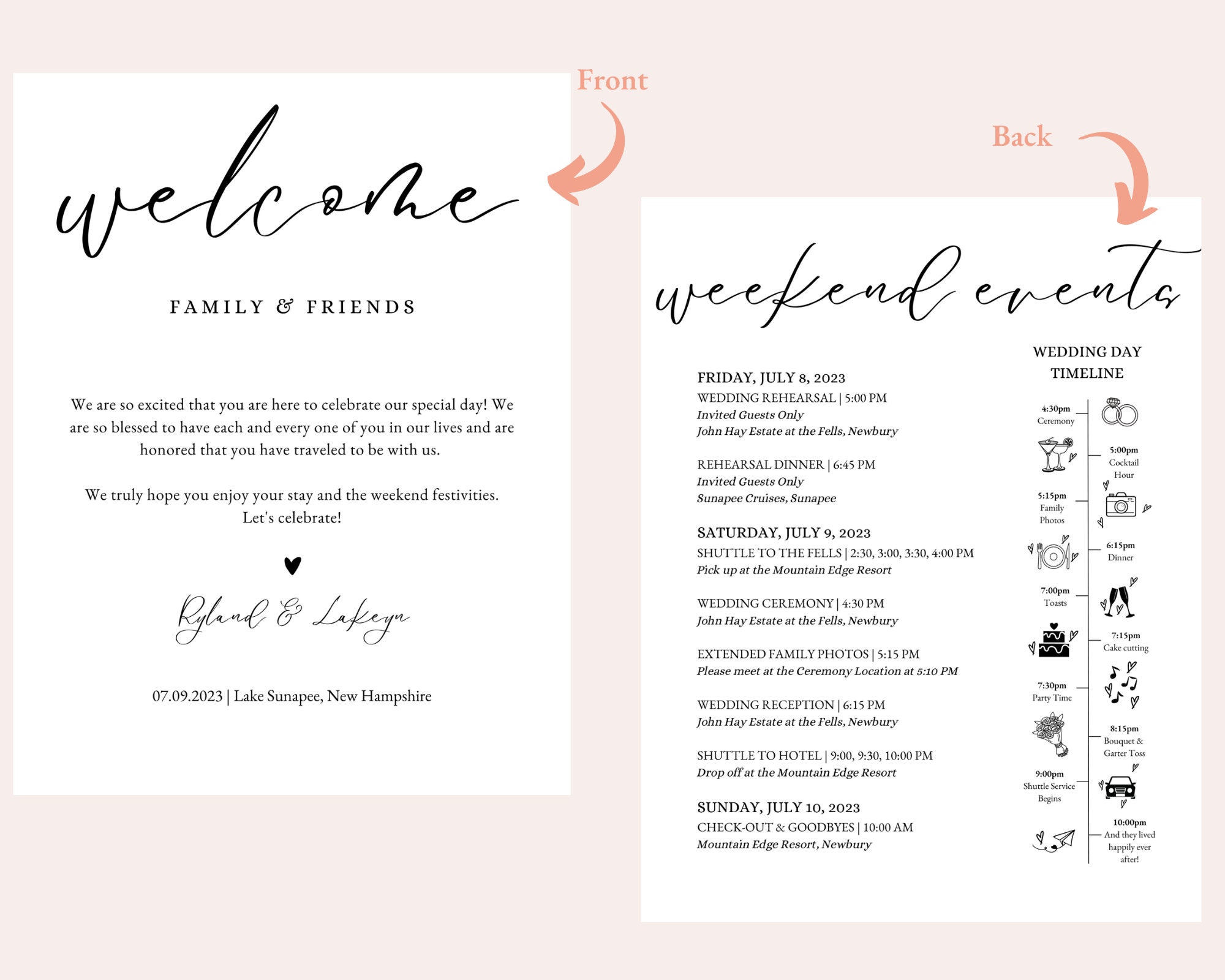Welcome Letter and Wedding Program Customizable Template - Etsy