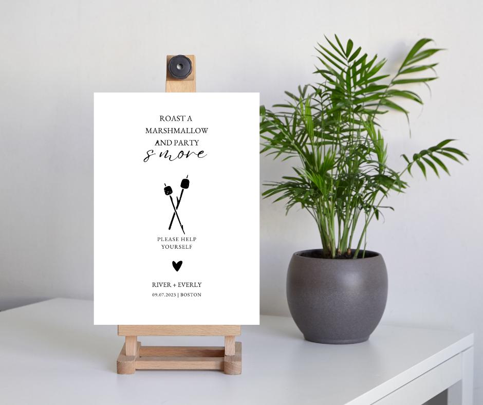 Roast & Party Sign | Minimalist Wedding Welcome Sign | Marshmellow ...