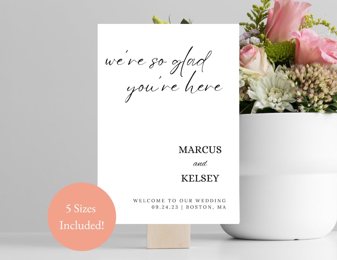 We're so Glad You're Here | Minimalist Wedding Welcome Sign | Wedding ...